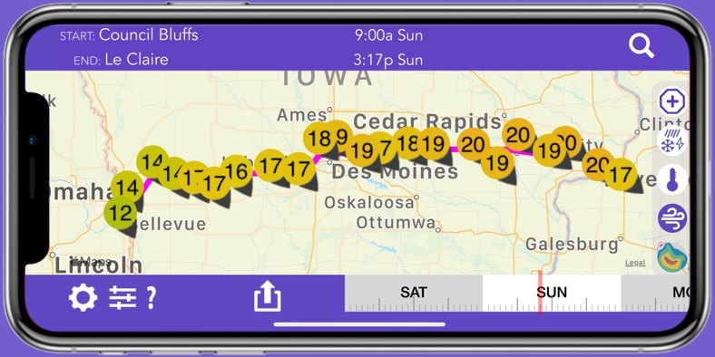 I80 Weather Illinois. This map shows the current weather road conditions