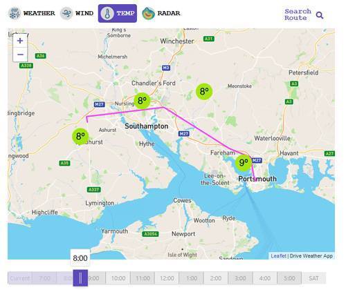See the M27 weather conditions with wind and radar